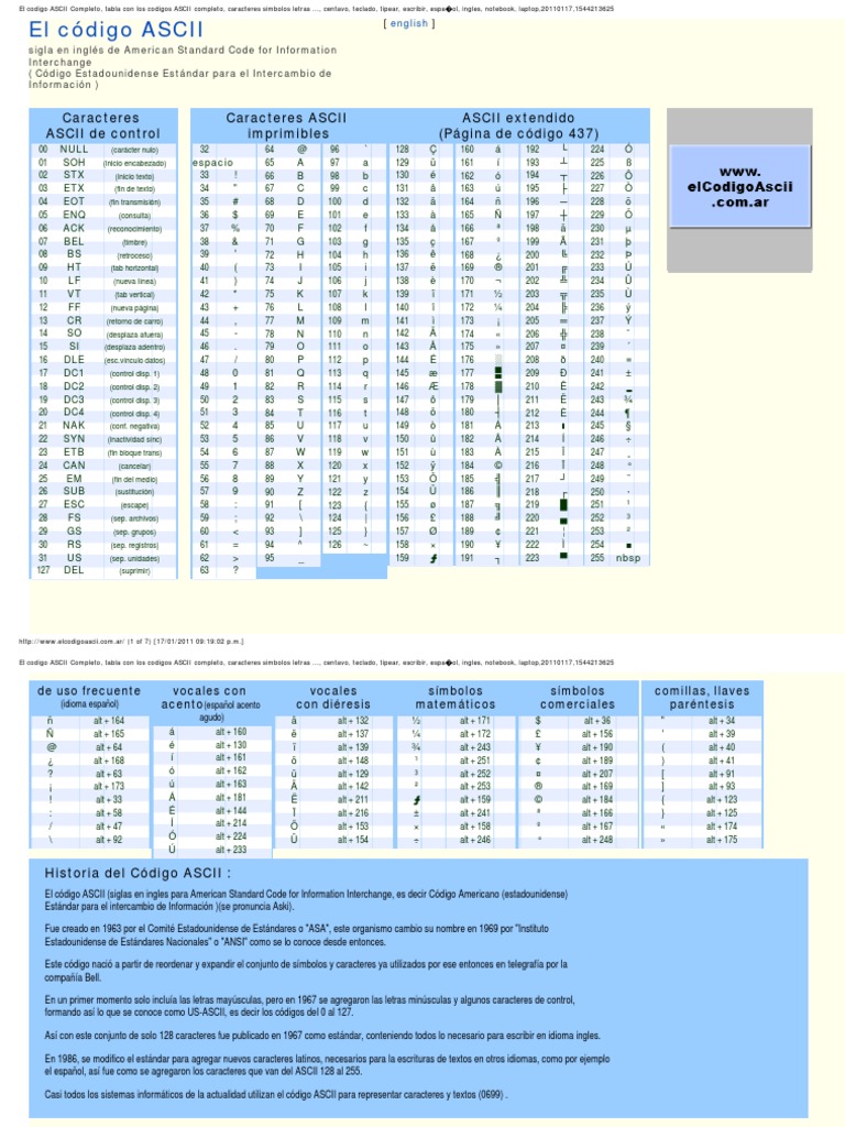 Codigo ASCII PDF | PDF | Impresión | Comunicación humana