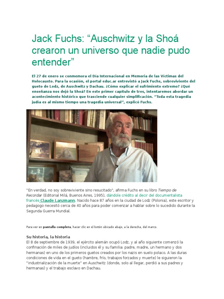 Jack Fuchs | Descargar gratis PDF | El Holocausto | Alemania nazi