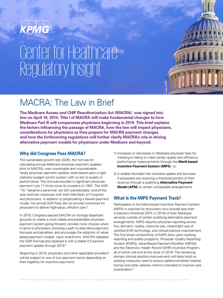 KPMG Macra Brief - Final | PDF | Medicare (United States) | Electronic ...