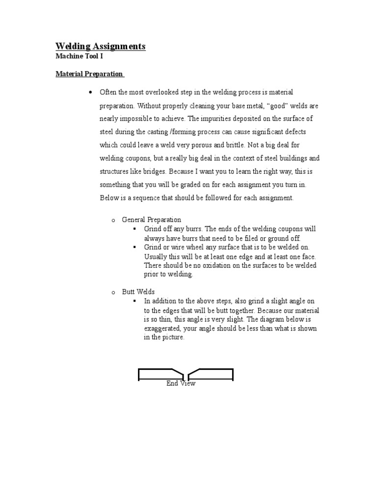 Welding Assignments: Machine Tool I Material Preparation | PDF | Welding | Construction
