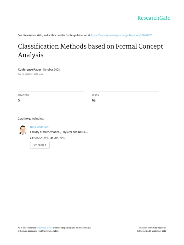 Classification Methods Based On Formal Concept Analysis | PDF | Statistical Classification ...