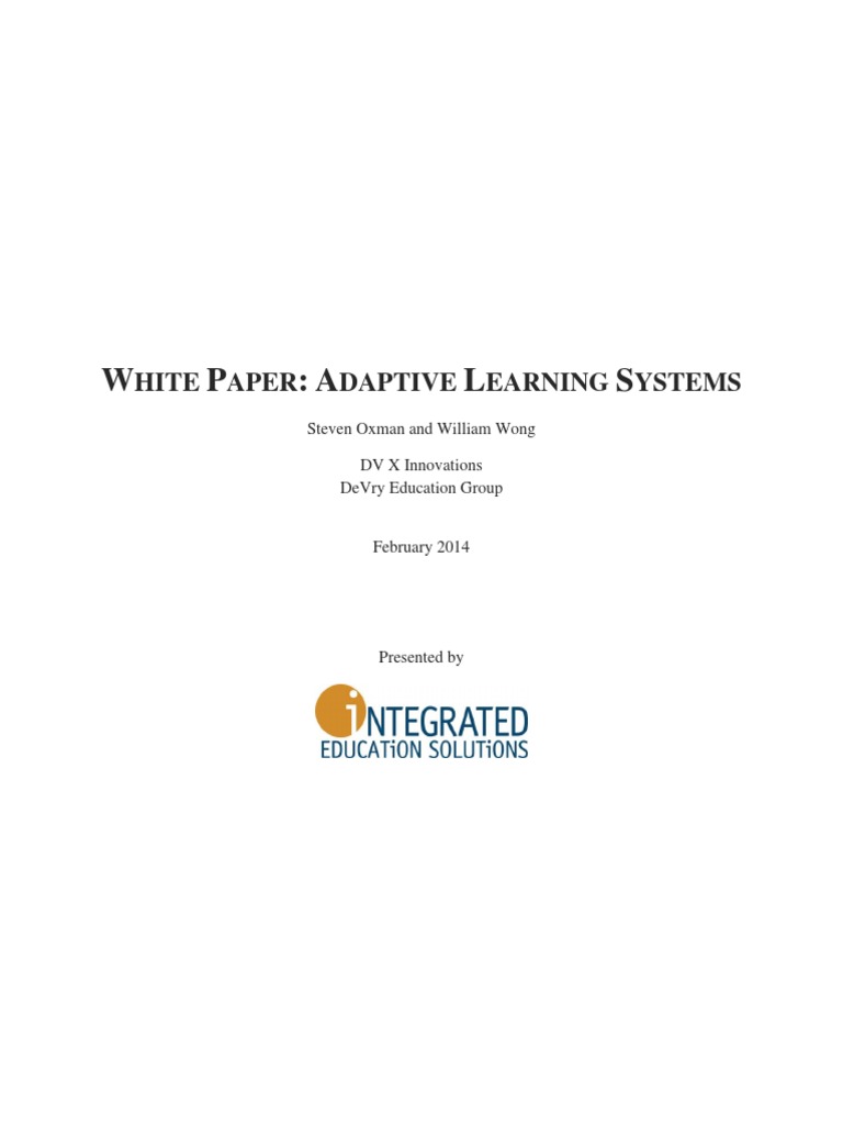 DVX Adaptive Learning White Paper | PDF | Educational Technology | Learning