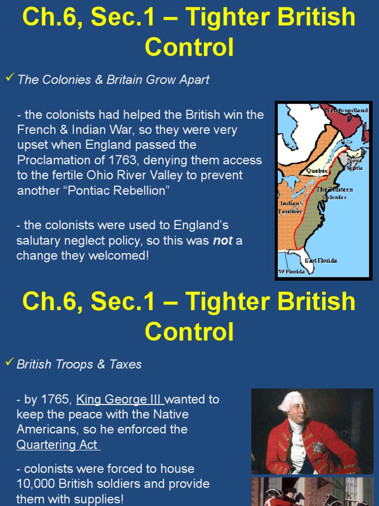 CH 6 Sec 1 Tighter British Control | PDF | Kingdom Of Great Britain ...