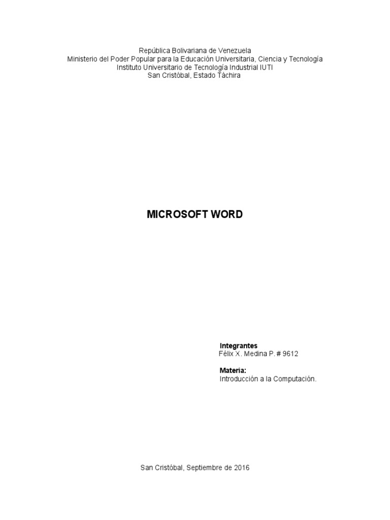 Trabajo de Word | PDF | Microsoft Word | Microsoft