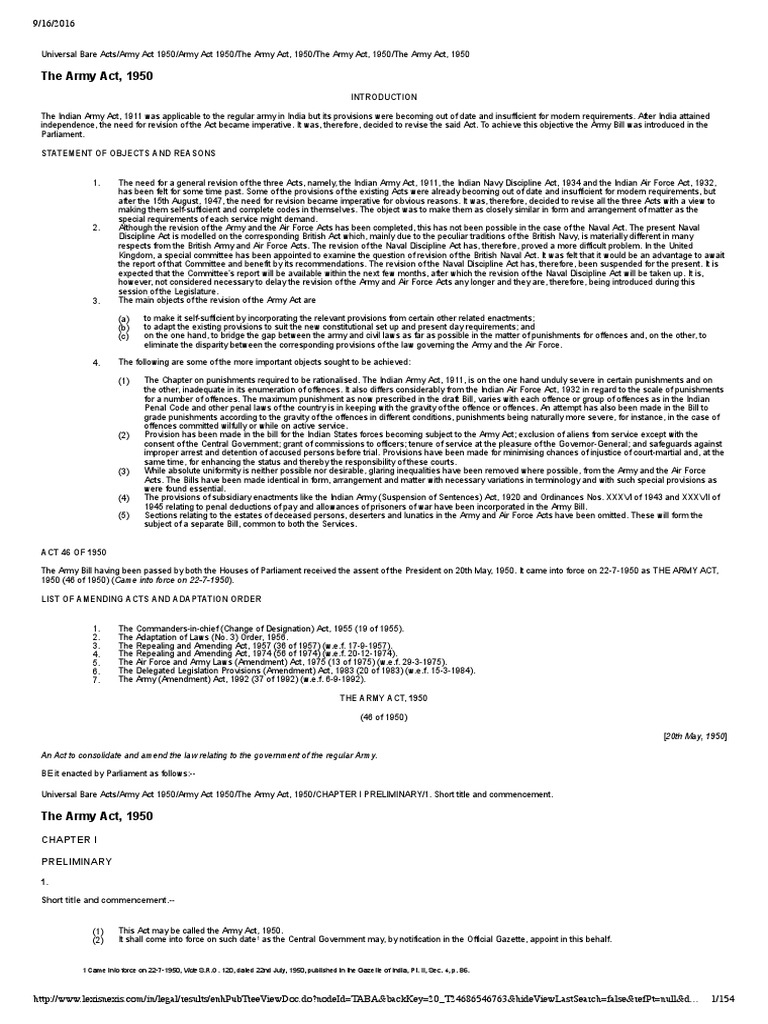 The Army Act, 1950 Overview | PDF | Officer (Armed Forces) | Oath Of Office