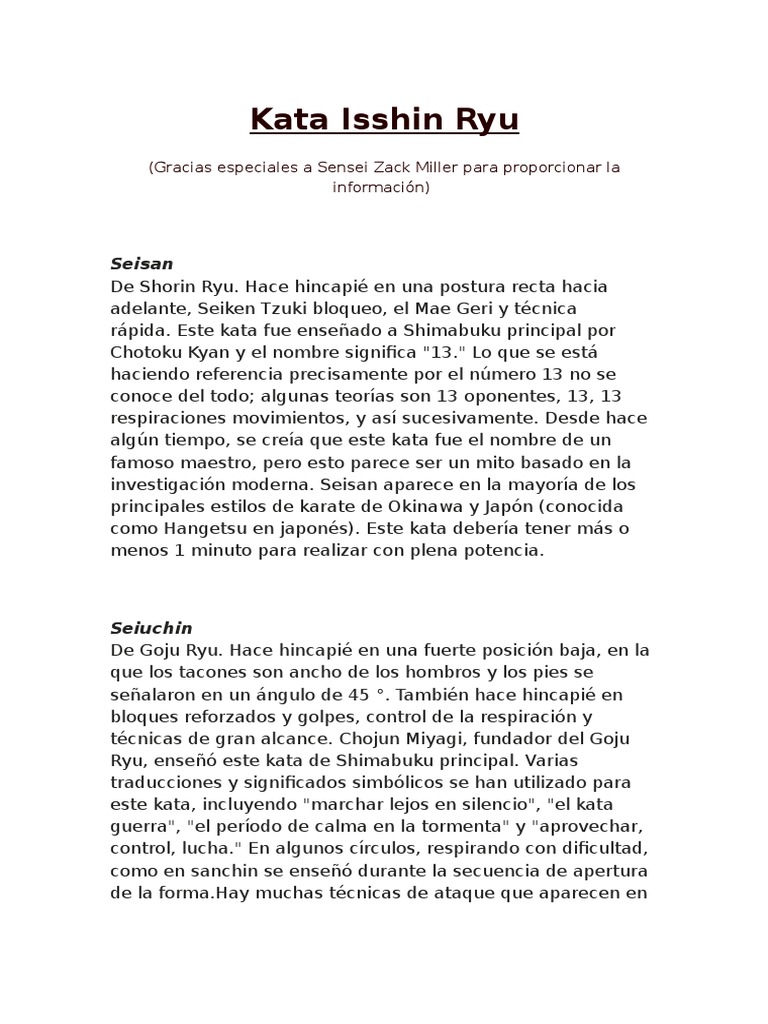 Kata Isshin Ryu | PDF | Kata | Kárate