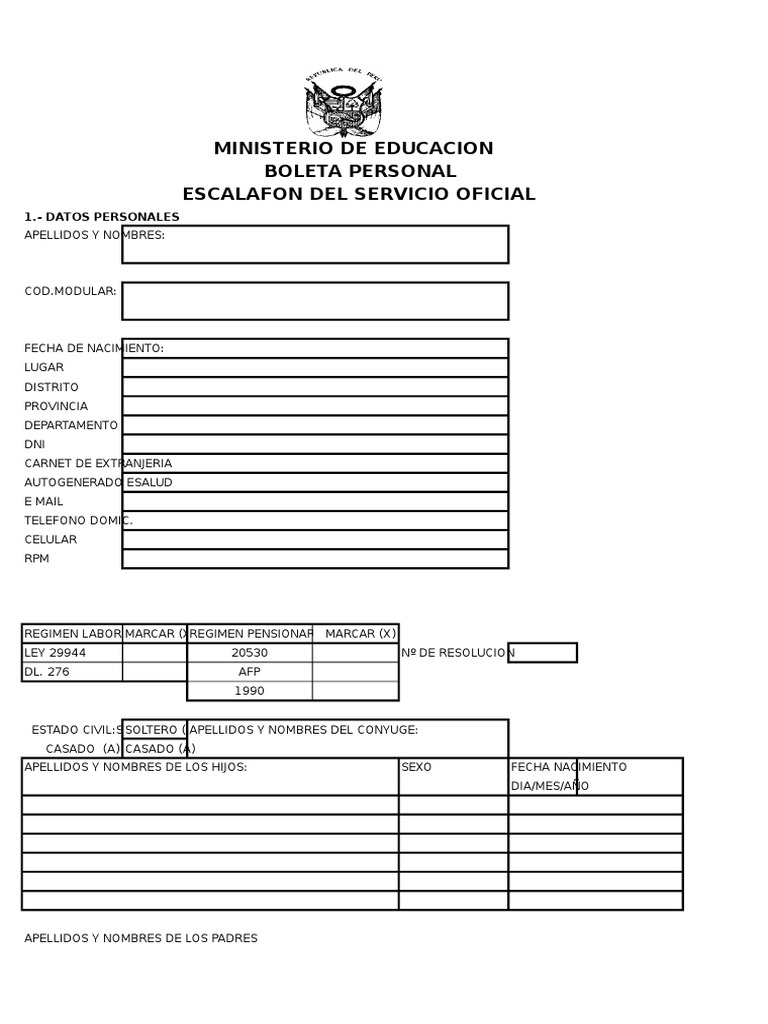 Formato de Boleta Personal | PDF