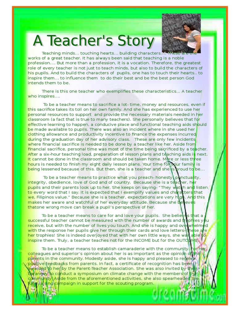 Teacher's Feature Story | PDF | Lesson Plan | Teachers
