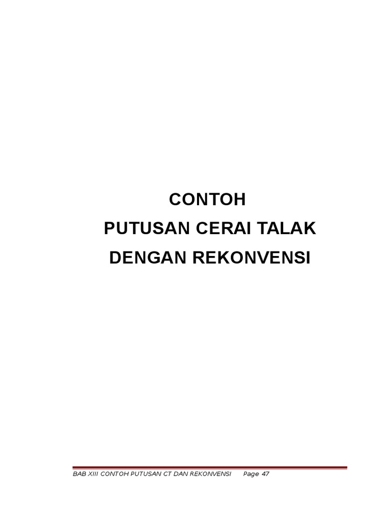 Contoh Putusan CT Dan Rekonvensi | PDF