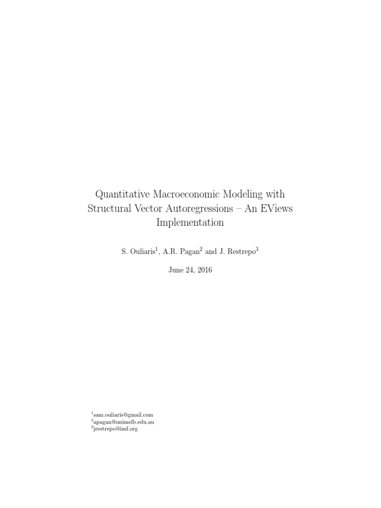 Macroeconomic Modeling with EViews | PDF | Vector Autoregression | Endogeneity (Econometrics)