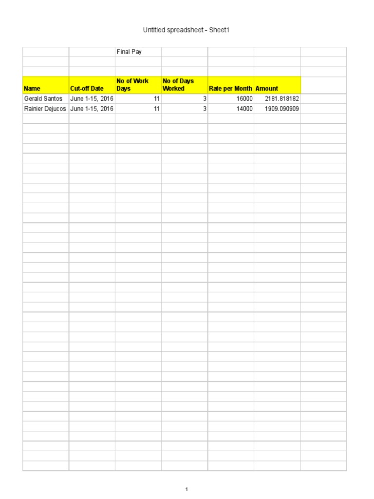 Sample Final Pay | PDF