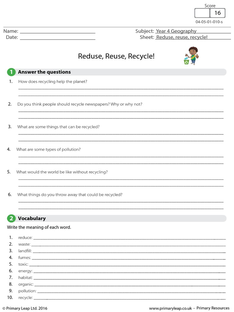 Reduse, Reuse, Recycle!: Answer The Questions | PDF