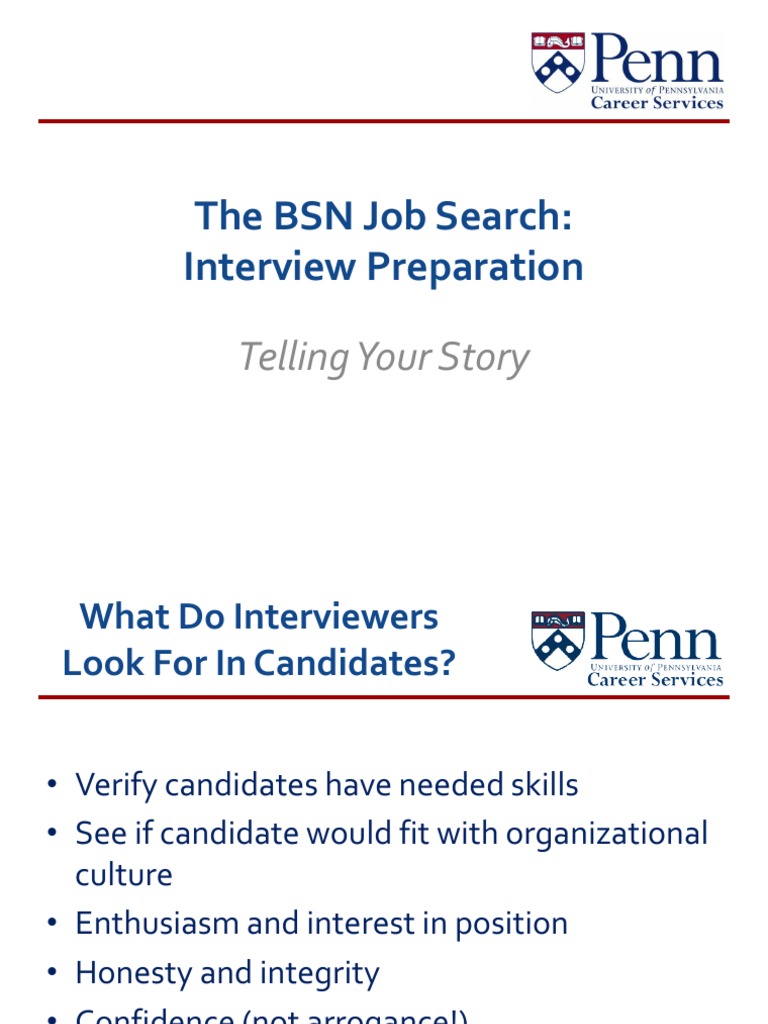 The BSN Job Search: Interview Preparation: Telling Your Story | PDF ...