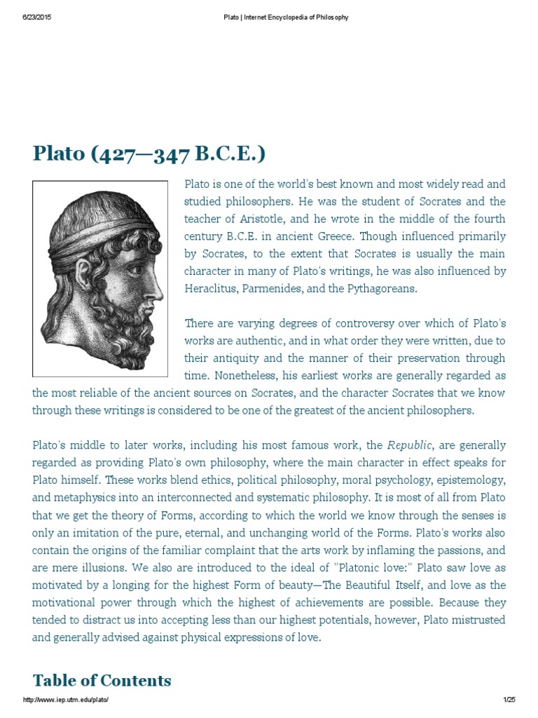 Plato - Internet Encyclopedia of Philosophy | PDF | Plato | Socrates