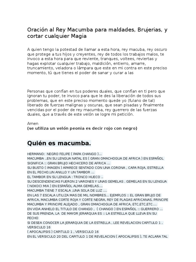 Oración Al Rey Macumba y Elevacion de Materia | PDF | Oración | Santo