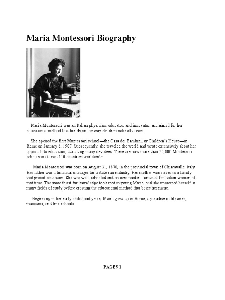 Maria Montessori: Life and Legacy | PDF | Montessori Education ...