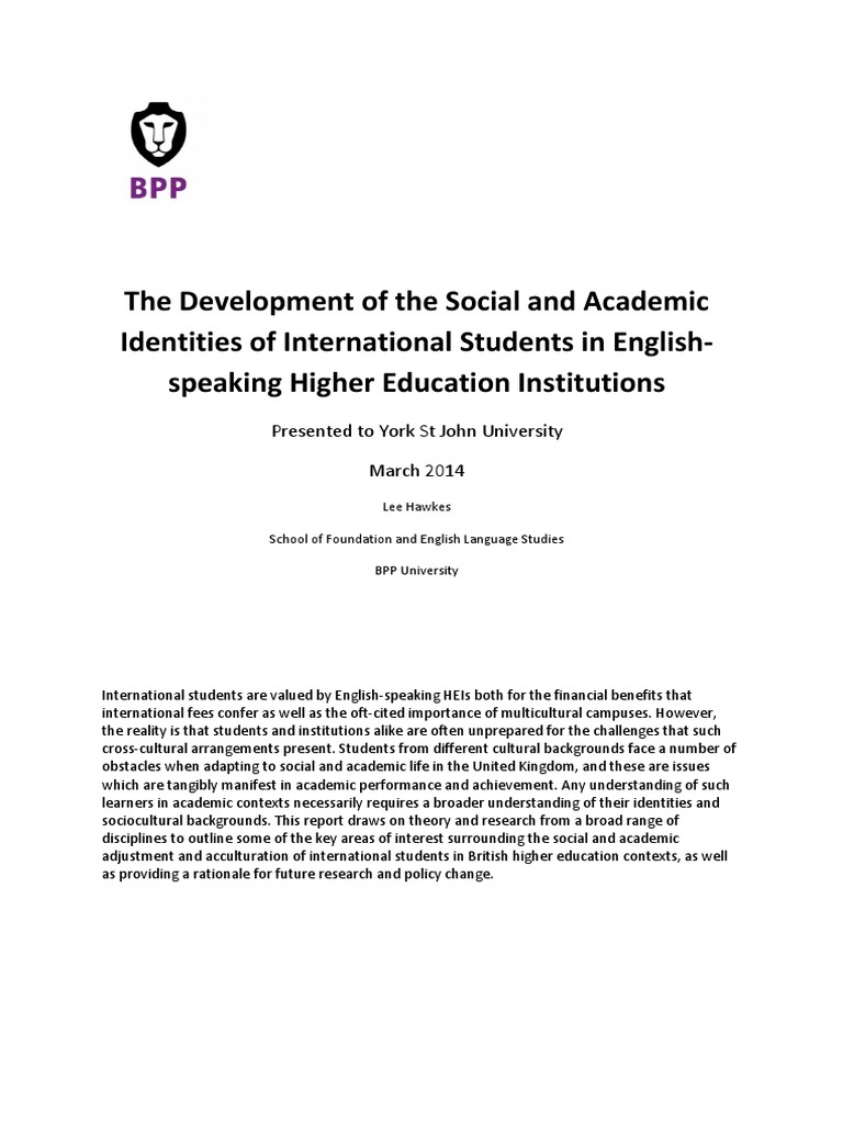 The Development of The Social and Academic Identities of International ...