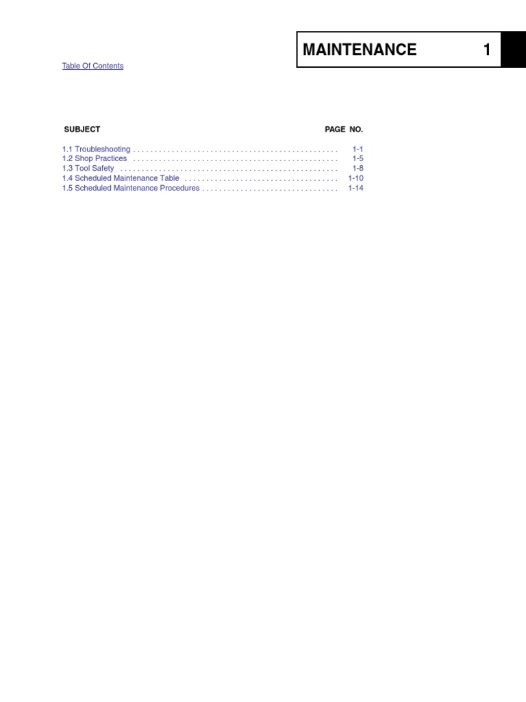 Maintenance 1: Subject Page No | PDF