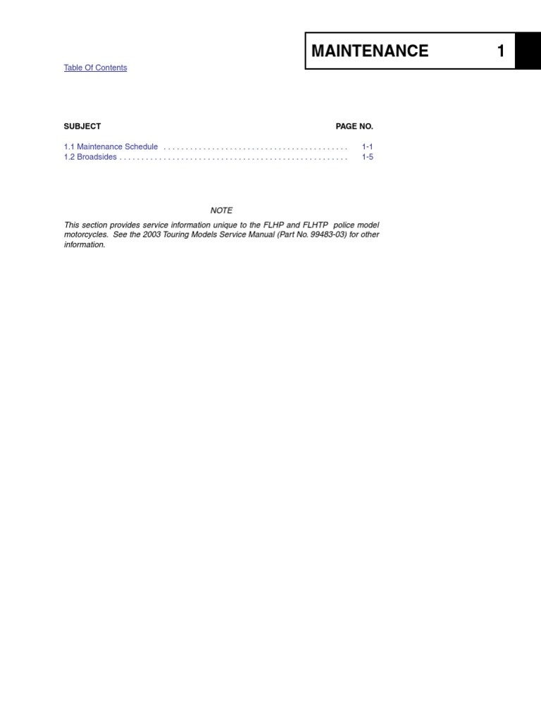 Maintenance 1: Subject Page No | PDF