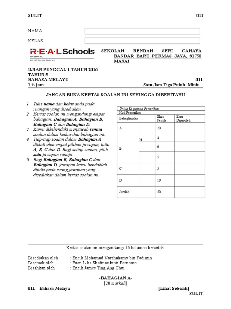 Bahasa Melayu Pemahaman Tahun 5 Pdf