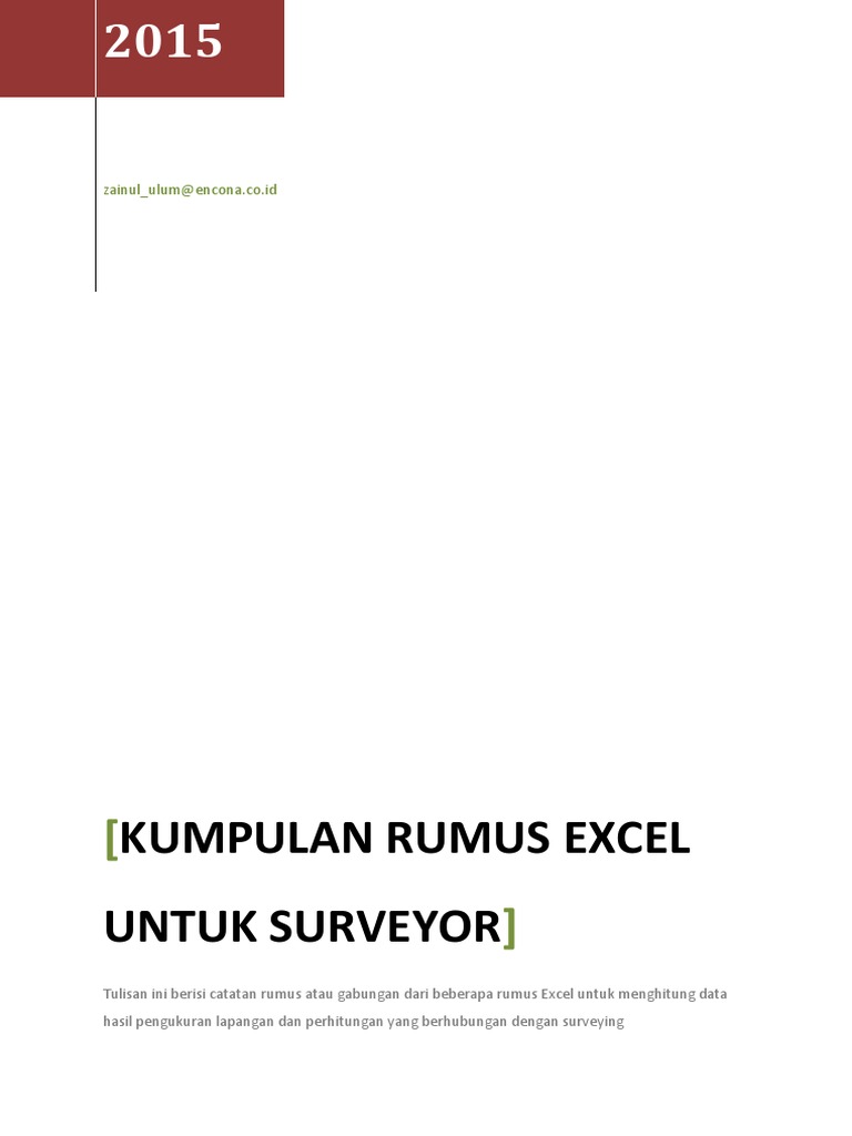 Kumpulan Rumus Excel Untuk Surveyor | PDF