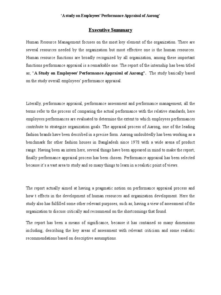 Executive Summary | PDF | Performance Appraisal | Survey Methodology