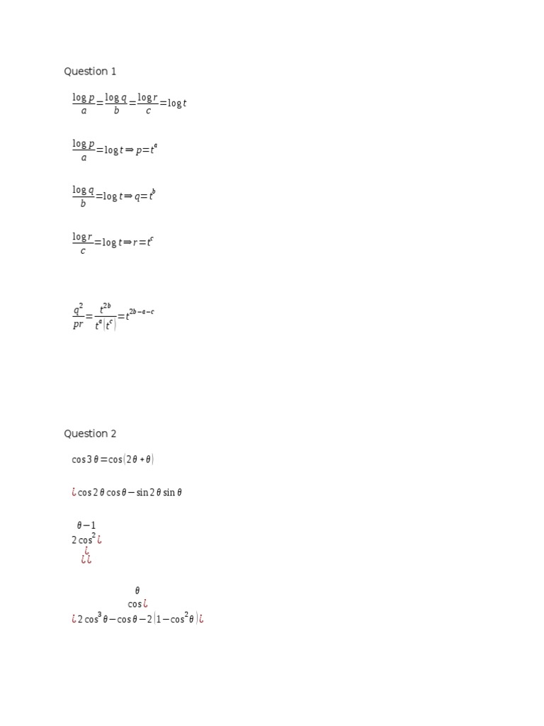 Log P Log Q Logr Logt: 2 2 B 2b A C | PDF