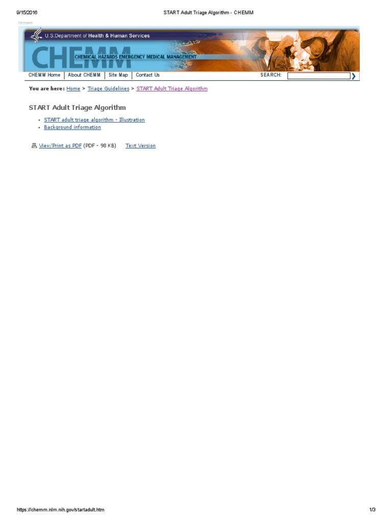 START Adult Triage Algorithm - CHEMM.pdf | Medicine | Health Care