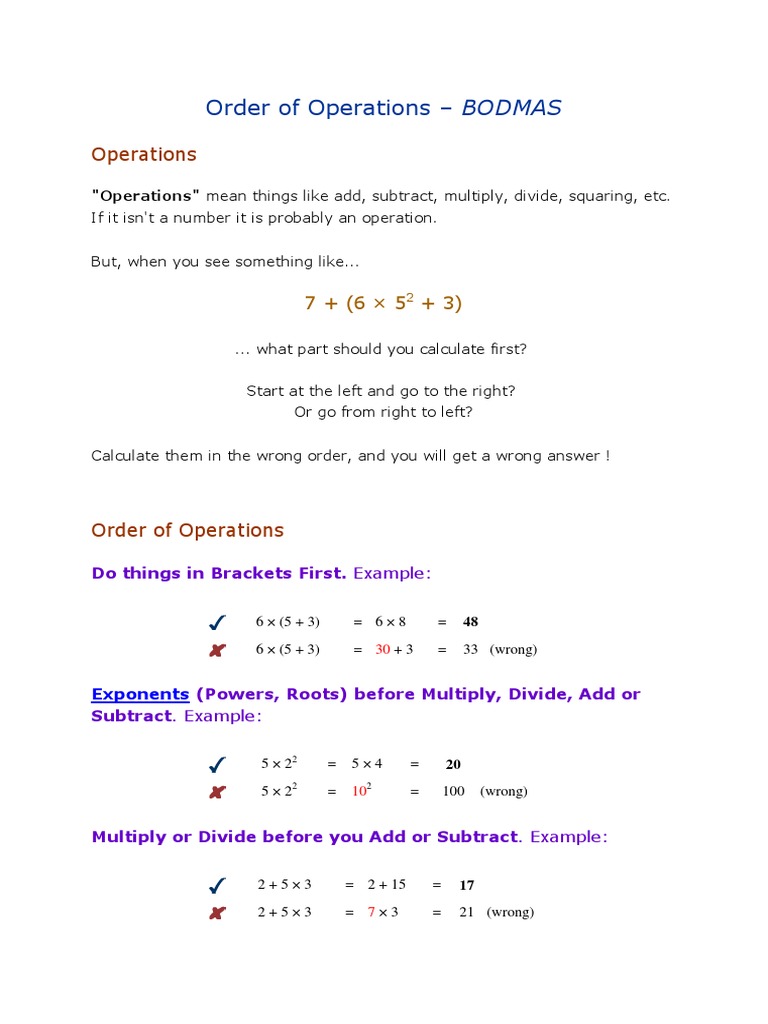 Order of Operations | PDF | Multiplication | Exponentiation
