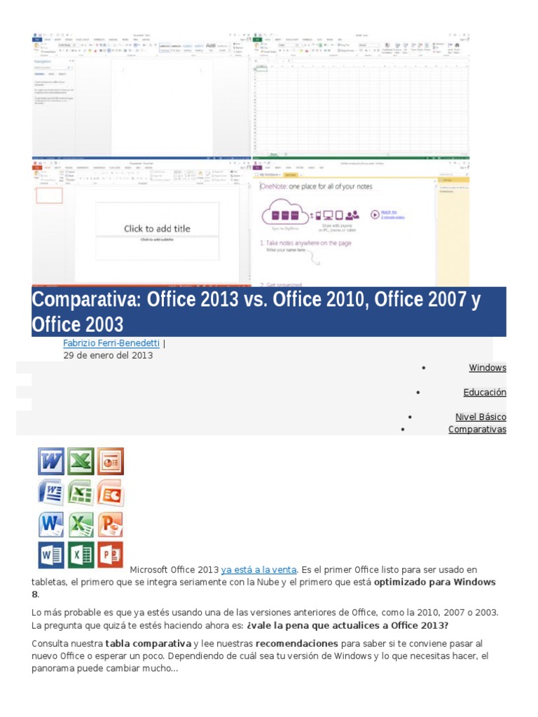 Comparativa Office 2003-2013 | PDF | Microsoft Office 2010 | Windows XP