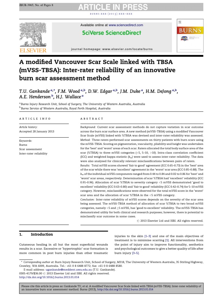 Nueva Escala de Vancouver | PDF | Multivariate Statistics | Statistics