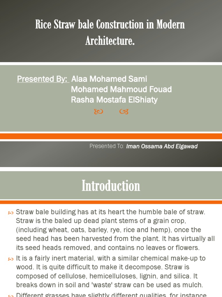 Rice Straw Bale Construction Benefits | PDF | Wind Power | Wall
