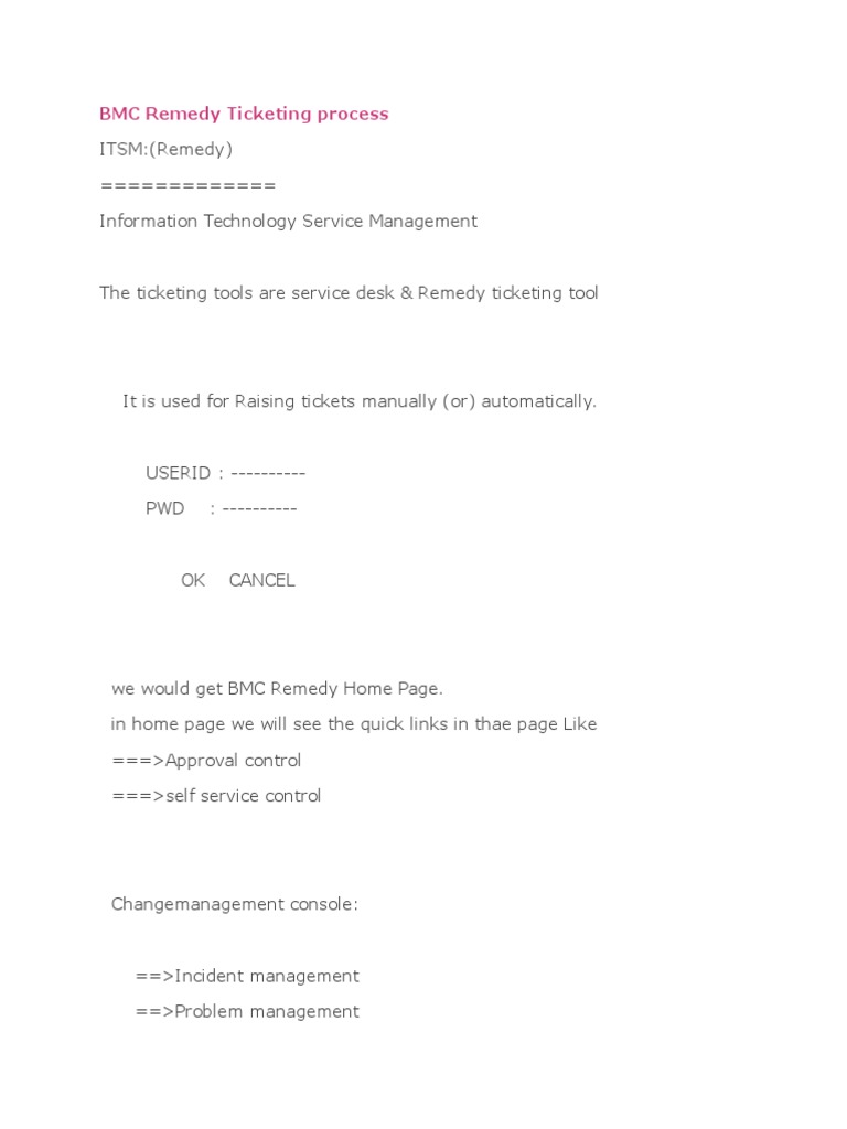 IT Support: Remedy Ticket Guide | PDF