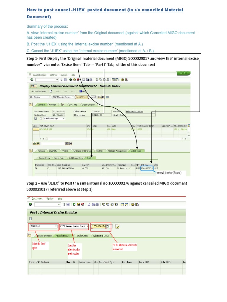 Step 1-First Display The Original' Material Document (MIGO) 5000029017 ...