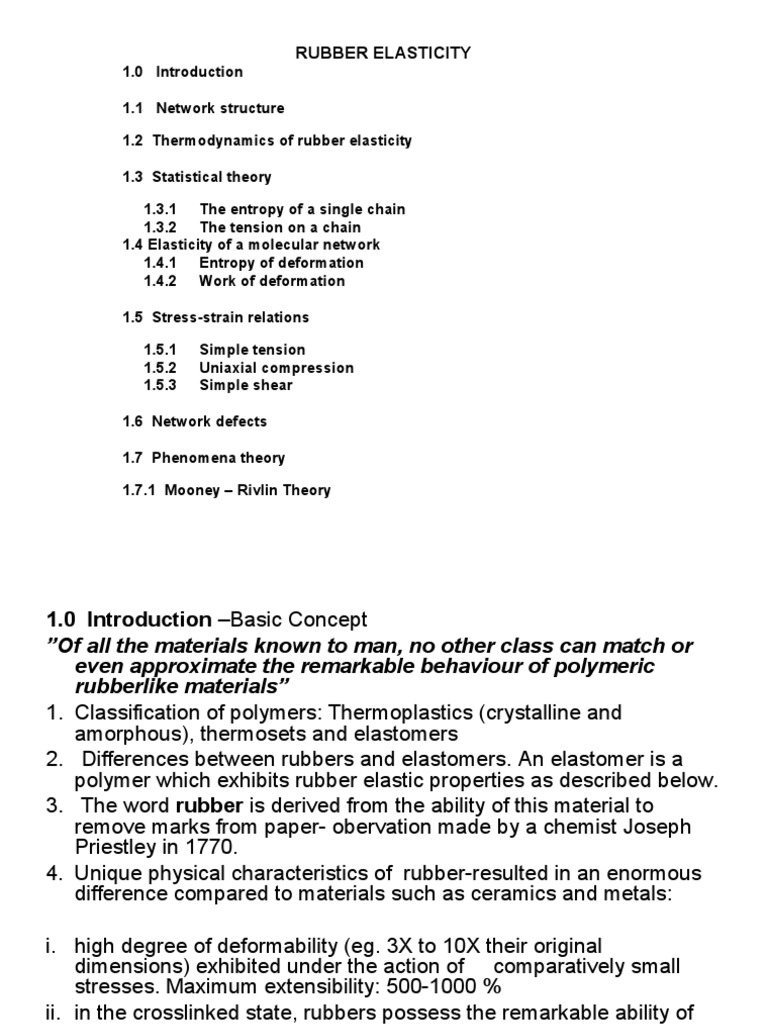 Thermodynamics of Rubber Elasticity | PDF | Elasticity (Physics ...
