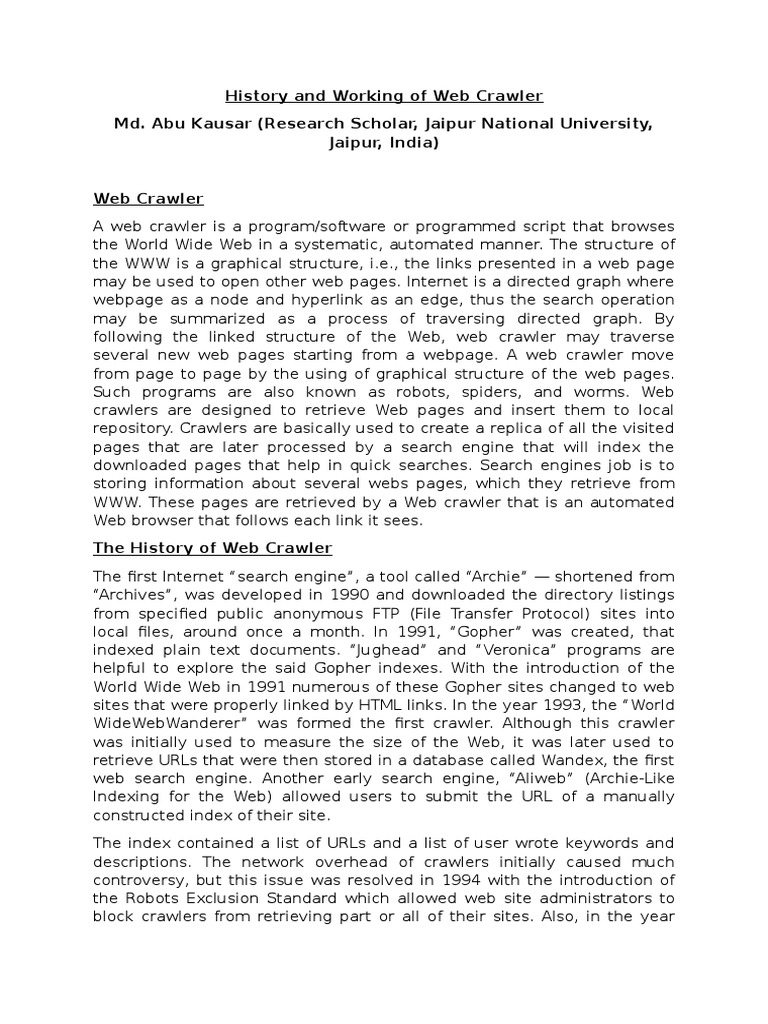 Web Crawlers: History & Function | PDF | Web Search Engine | Search ...