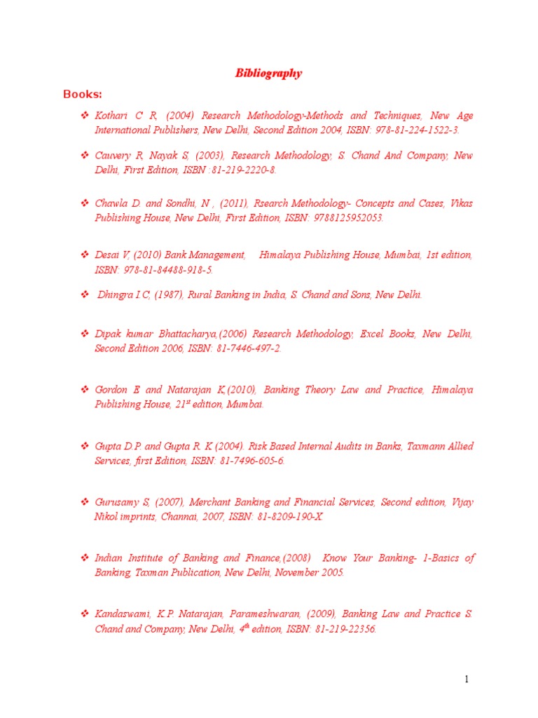 Bibliography.docx | Reserve Bank Of India | Banks