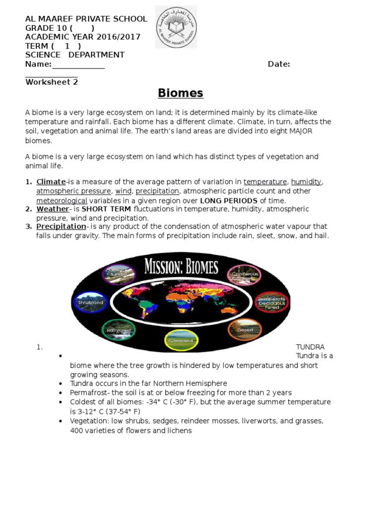 Biomes - Docx Summary 1 &2 | PDF | Grassland | Savanna