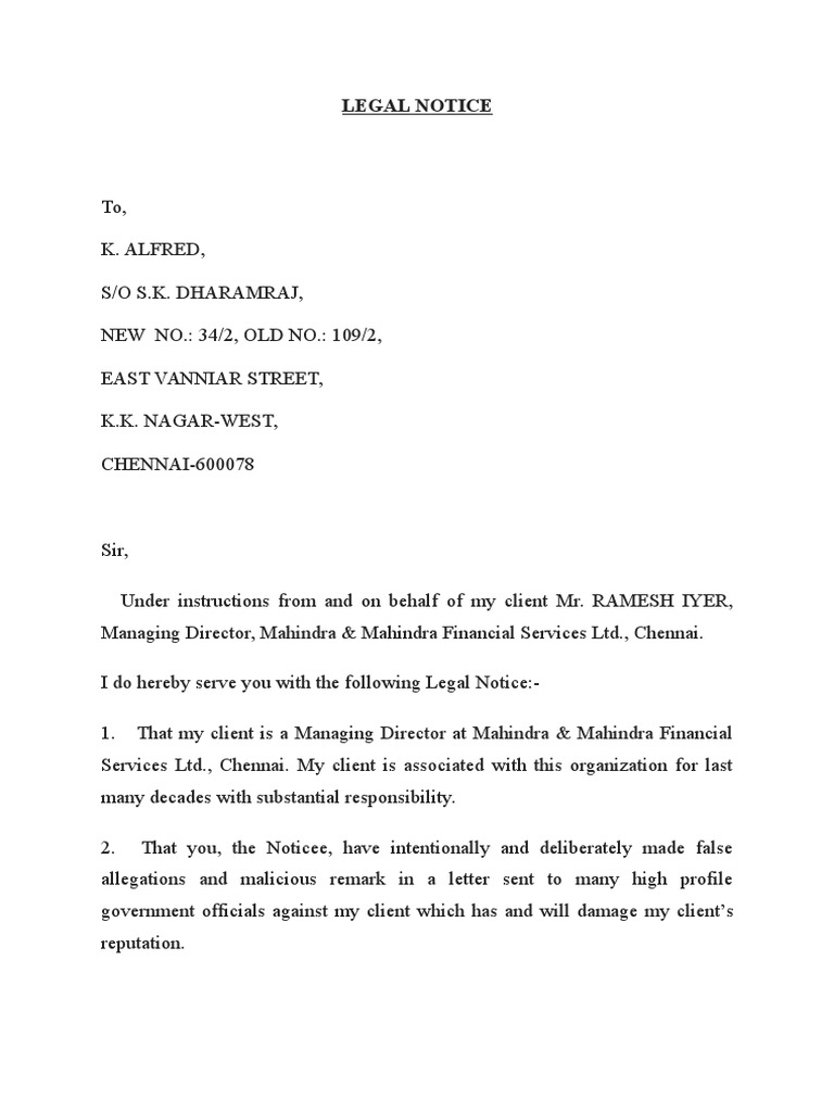 Defamation Notice Final | PDF | Defamation | Government Information