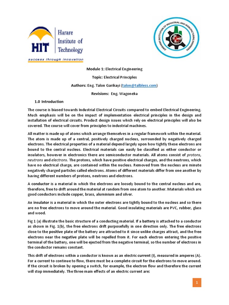 Module 1 Electrical Engineering PDF | Download Free PDF | Electrical ...