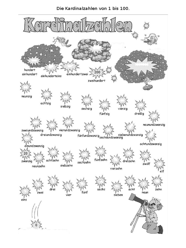 Die Kardinalzahlen Von 1 Bis 100 | PDF