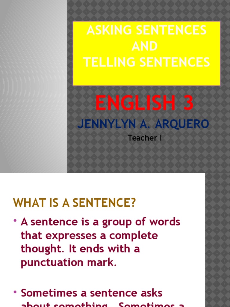 Asking Sentences & Telling Sentences | PDF | Language Mechanics | Languages
