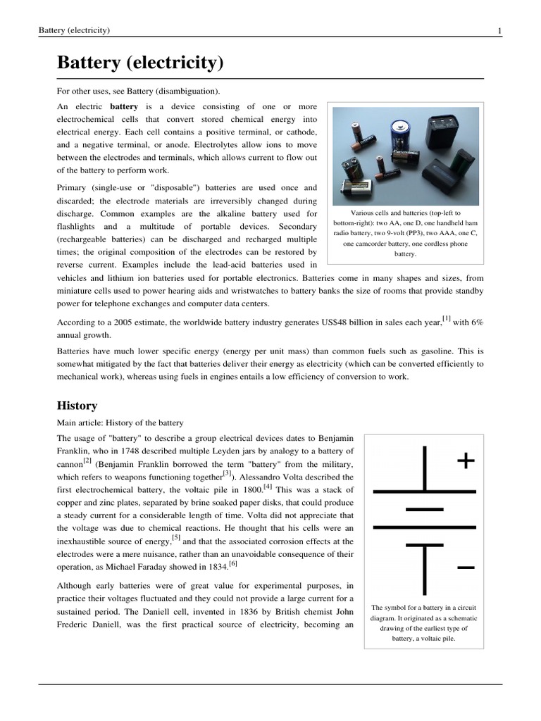 Battery Introduction PDF | PDF | Battery (Electricity) | Rechargeable ...