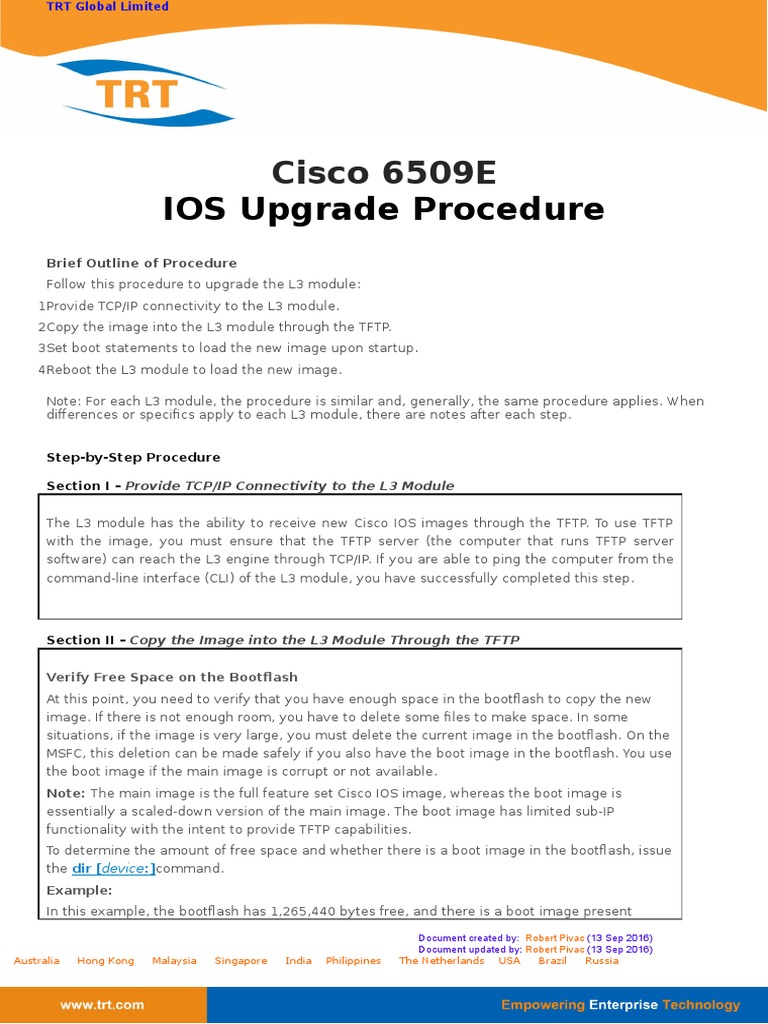 Cisco 6500 IOS Upgrade Procedure | PDF | Filename | Booting