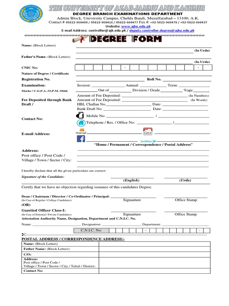 Degree Form | PDF | Signature | Government