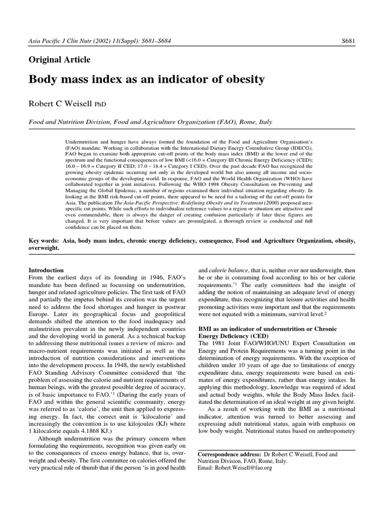 Bmi Asia Pasifik | PDF | Body Mass Index | Obesity