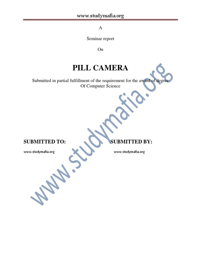 Pill Camera Seminar Report | PDF | Science | Technology (General)