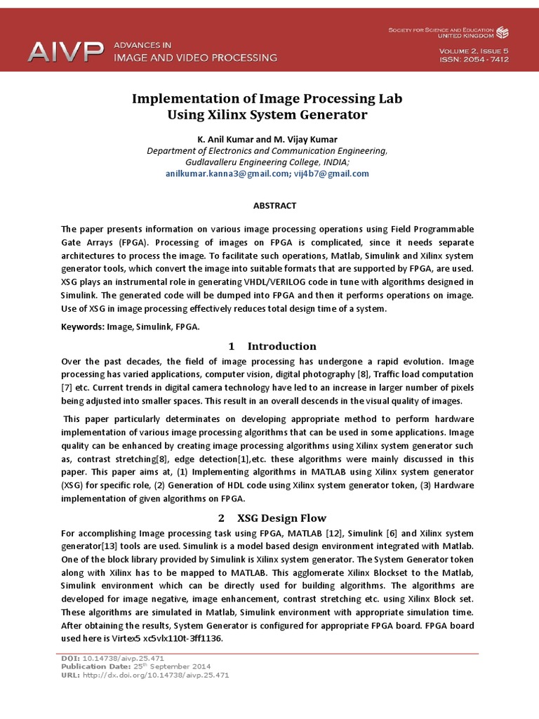 Implementation of Image Processing Lab Using Xilinx System Generator | PDF | Hardware ...