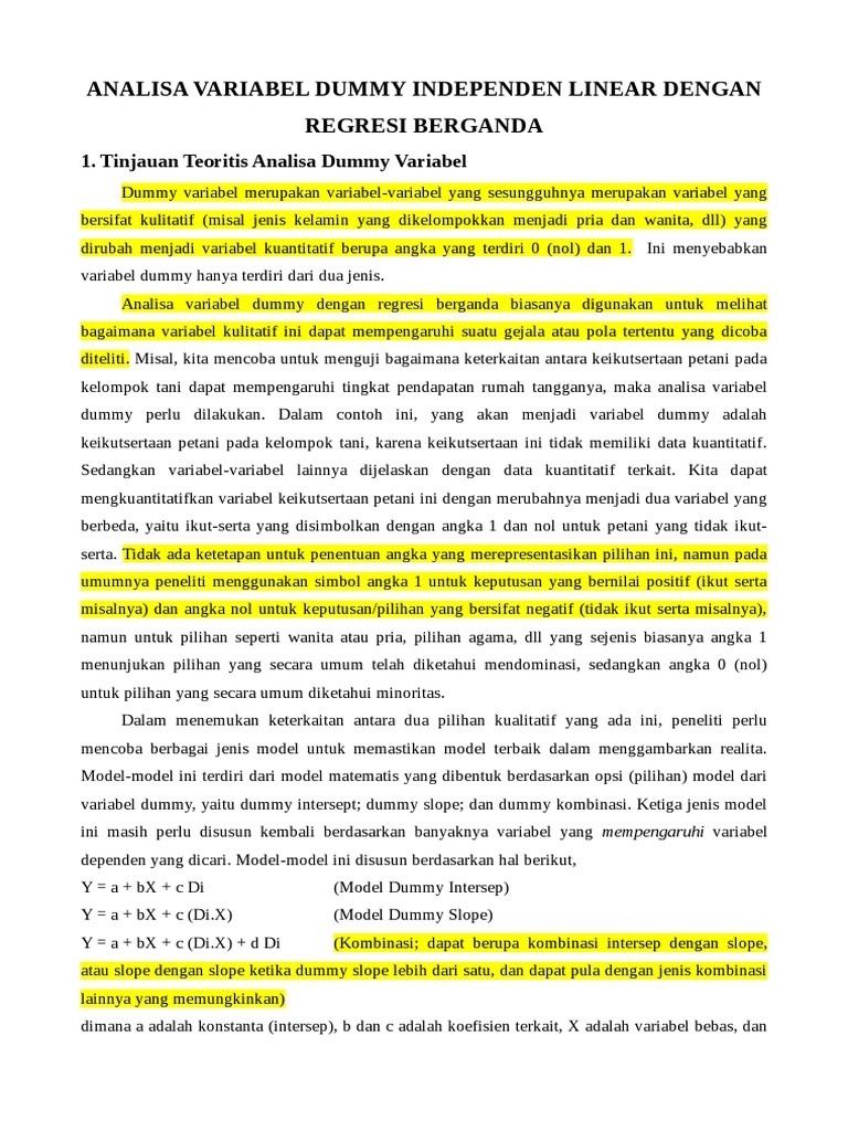 Variabel Dummy PDF | PDF | Metode & Bahan Ajar | Sains & Matematika