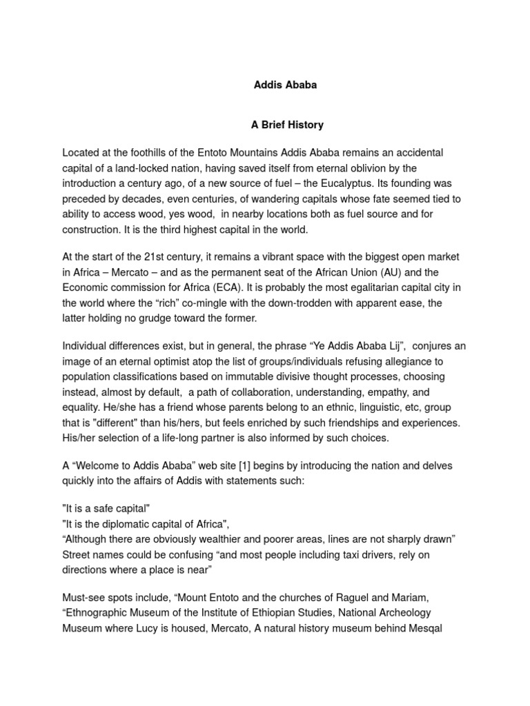 History of The City of Addis Ababa | PDF | Fertility | Ethiopia